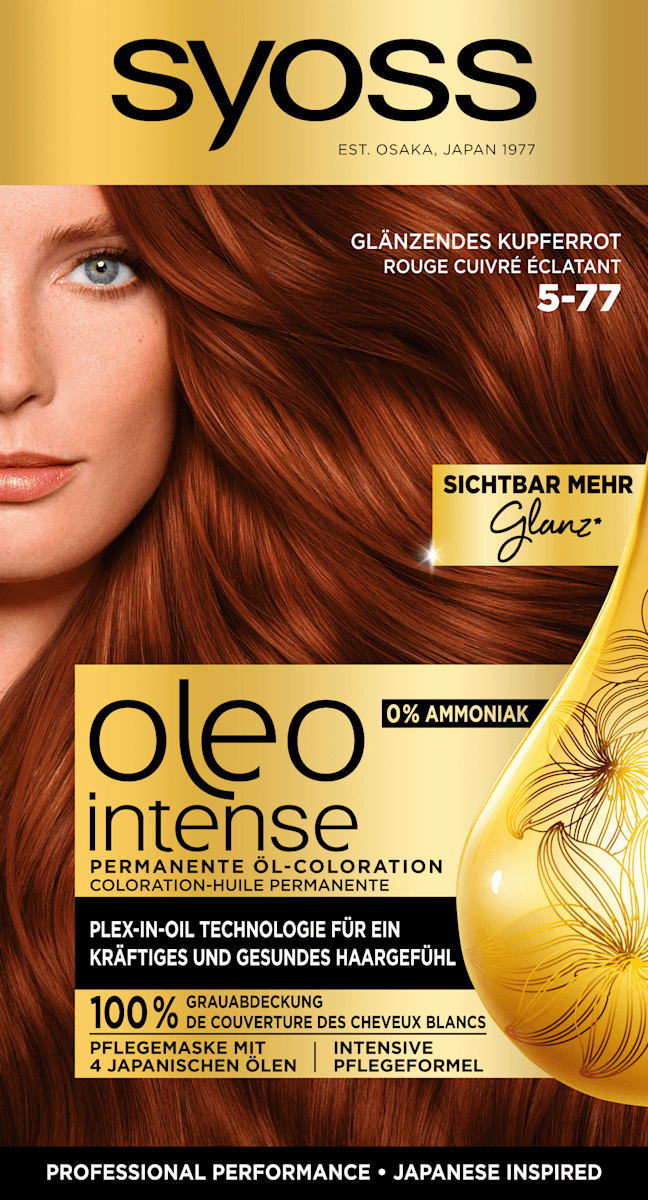 Syoss Oleo Intense Haarfarbe 5-77 Glänzendes Kupferrot, 1 St dauerhaft ...