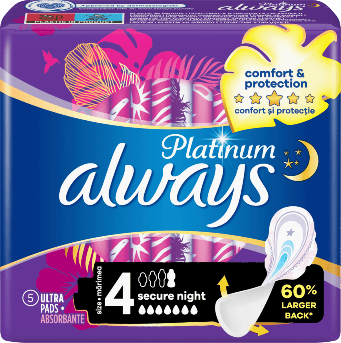always Дамски превръзки Platinum Secure Night, 5 бр. Пазарувай трайно изгодно онлайн
