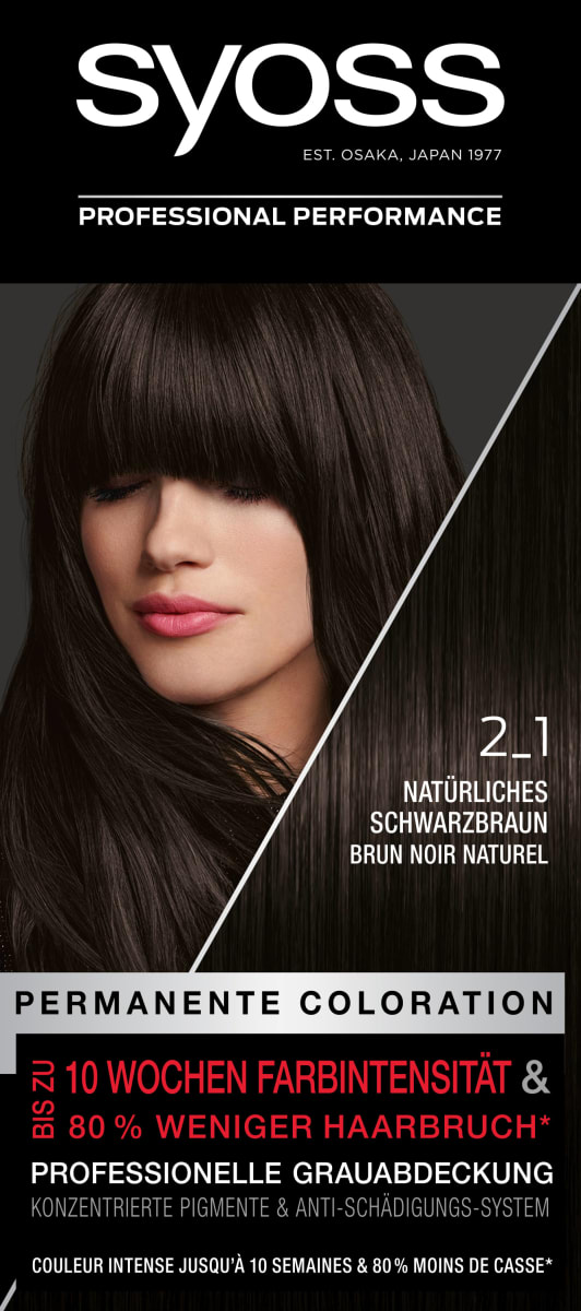 Syoss Color Classic Permanente Coloration - Nr. 2-1 natürliches Schwarzbraun, 1 St | dm.at