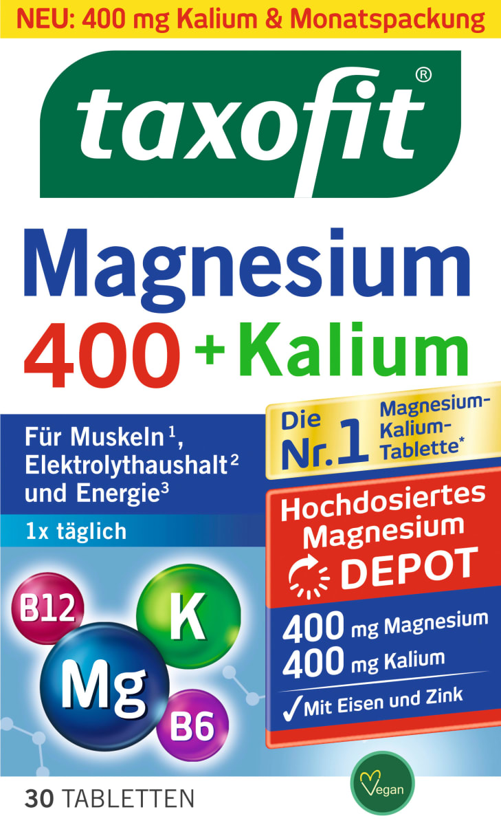taxofit Magnesium 400 + Kalium Tabletten 30 St, 63 g dauerhaft günstig ...