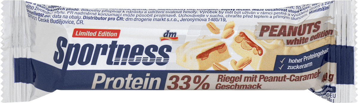 Sportness Proteinriegel 33%, Peanut Caramel Geschmack, White Edition ...