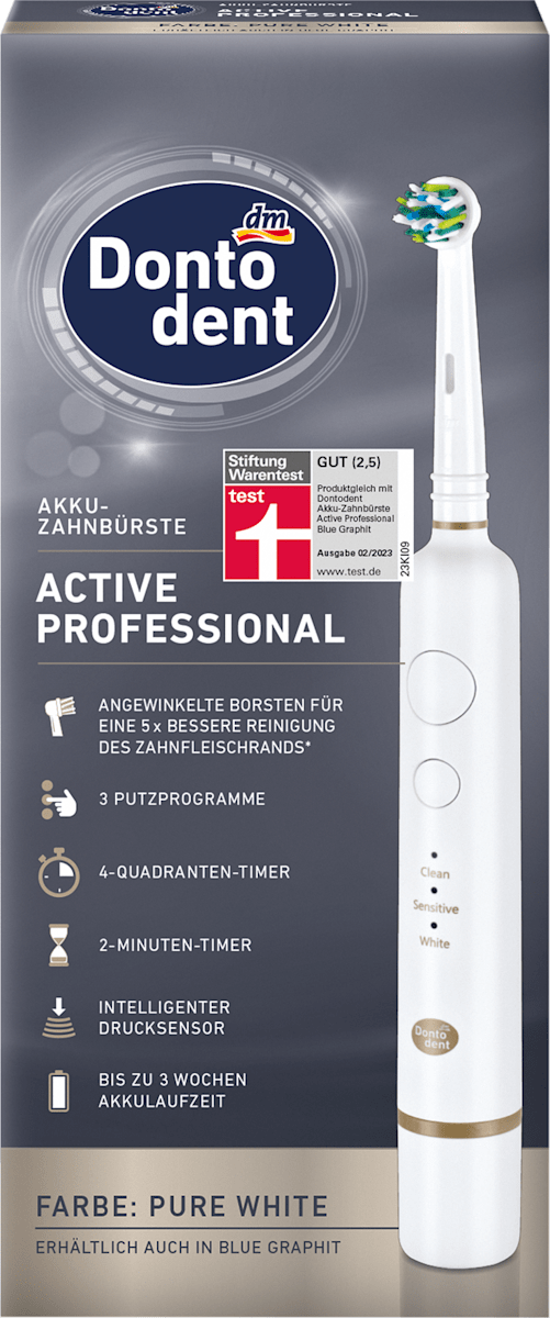 Dontodent Elektrische Zahnbürste Active Professional Pure White/Graphit ...