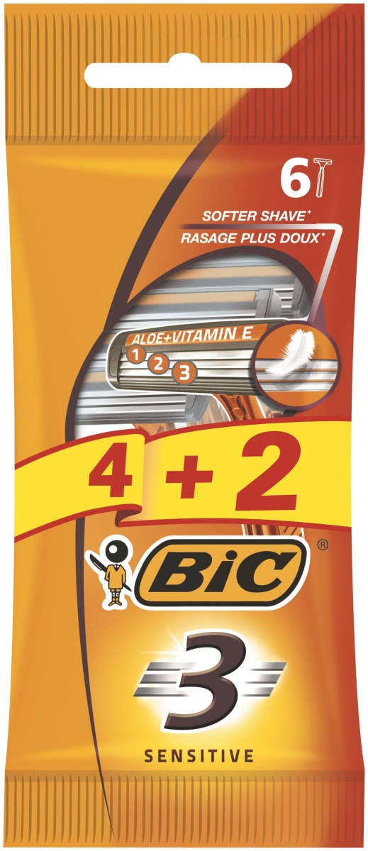 BIC Самобръсначка 3 Sensitive с три остриета, 6 бр. Пазарувай трайно ...