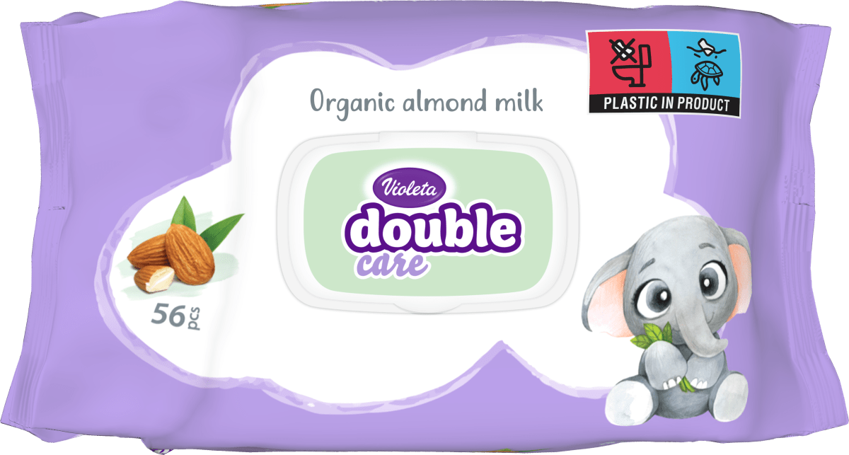 Violeta double care vlažne maramice – organsko bademovo mlijeko, 56 kom ...