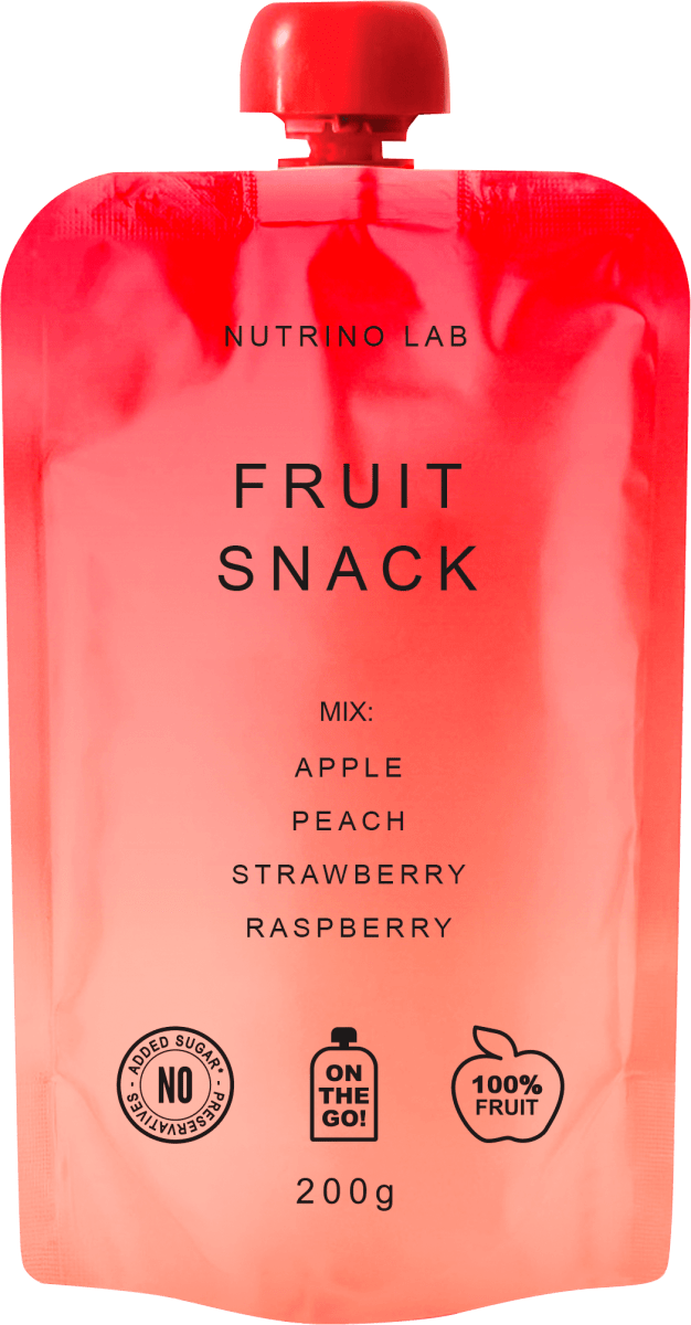 Nutrino Lab Voćni snack – jabuka, breskva, jagoda i malina, 200 g | dm.hr