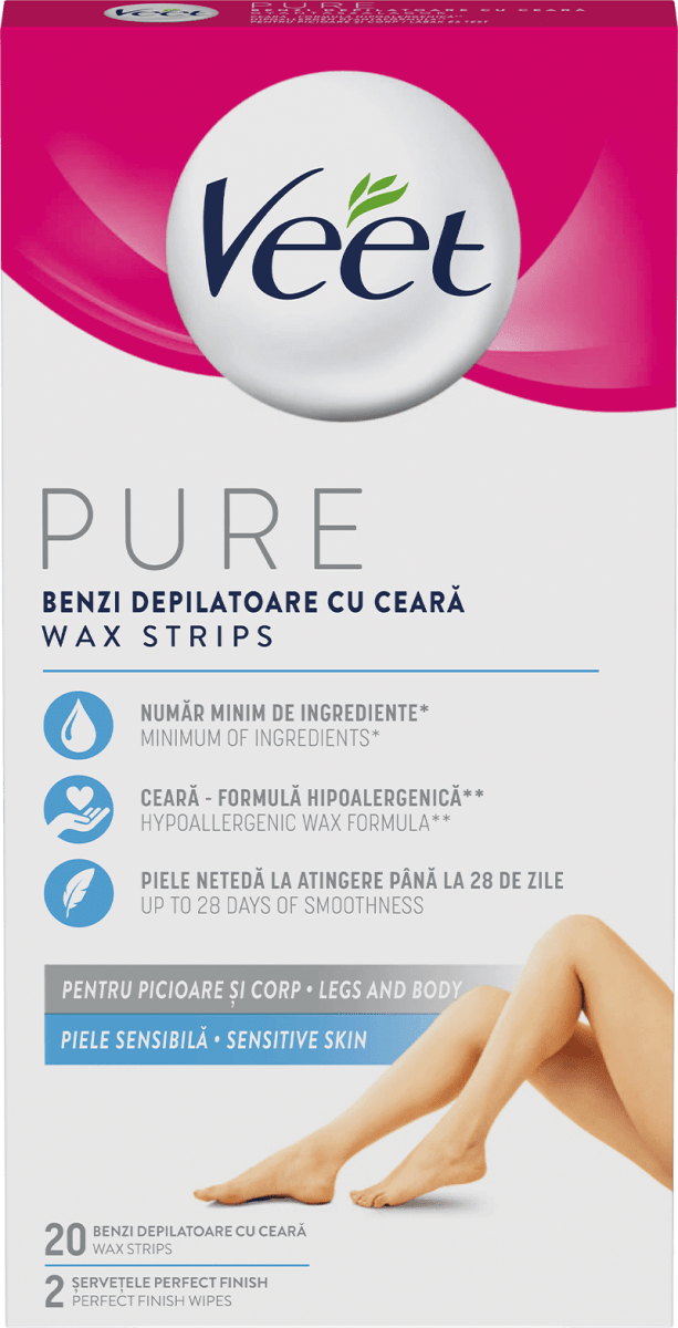 Veet Депилиращи ленти за тяло и крака Pure, 20 бр. Пазарувай трайно ...