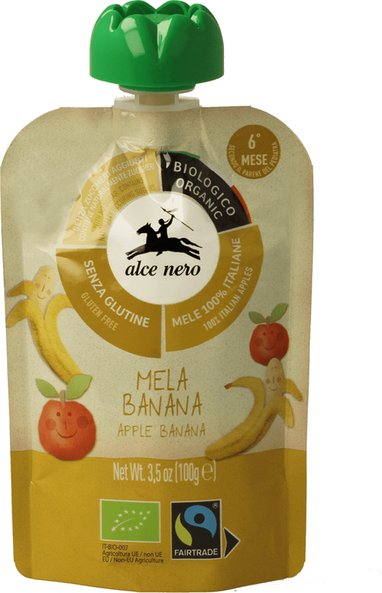 alce nero Purea biologica di mela e banana, 100 g Acquisti online ...