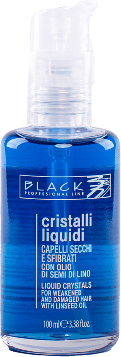 BLACK PROFESSIONAL LINE Сини течни кристали за коса с ленено семе, 100 ...