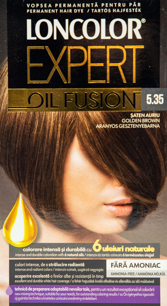LONCOLOR EXPERT Vopsea de păr fără amoniac Oil Fusion șaten auriu, 1 ...