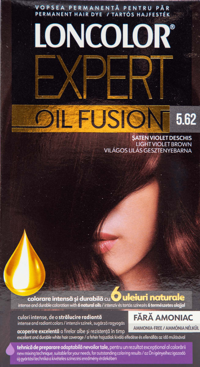 LONCOLOR EXPERT Vopsea de păr fără amoniac Oil Fusion 5.62 șaten violet ...