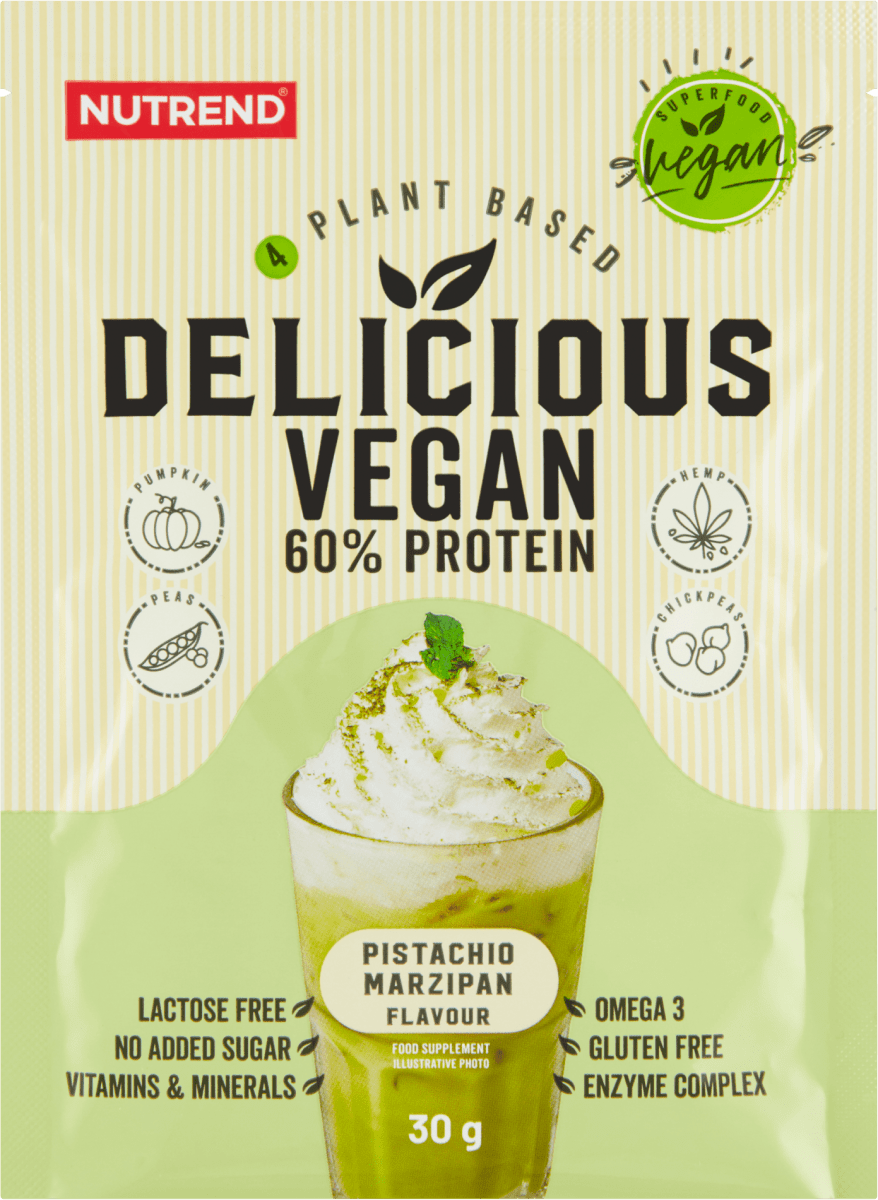 NUTREND Delicious Vegan Protein pistácie + marcipán, 30 g | dm.cz