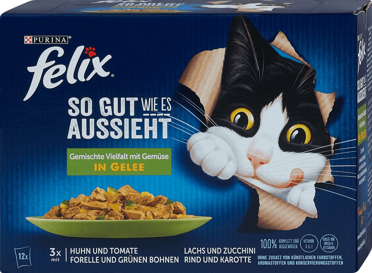 Felix So gut wie es aussieht Katzenfutter Gemischte Vielfalt & Gemüse ...