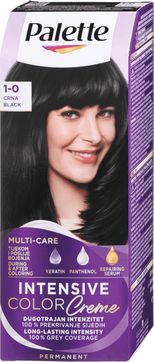 Palette Intensive Color Creme barva na vlasy 1-0 Černý, 1 ks | dm.cz