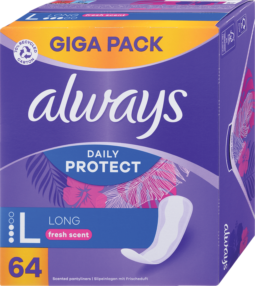 always Slipové vložky Daily Protect Long, 64 ks nakupujte vždy výhodne ...