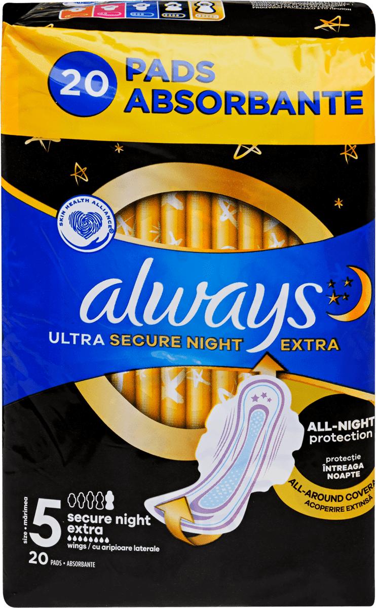 always Egészségügyi betét, Ultra Secure Night Extra, 20 db | dm.hu
