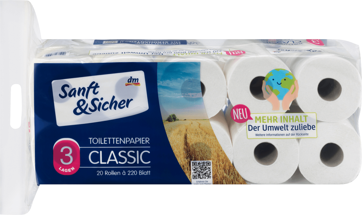 Sanft&Sicher Papier toaletowy Classic 3-warstwowy, 10% słomy, 20x220 ...