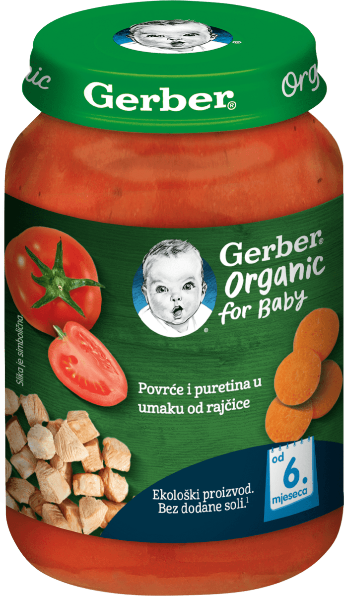Gerber Organic EKO kašica – povrće i puretina u umaku od rajčice, 190 g | dm.hr