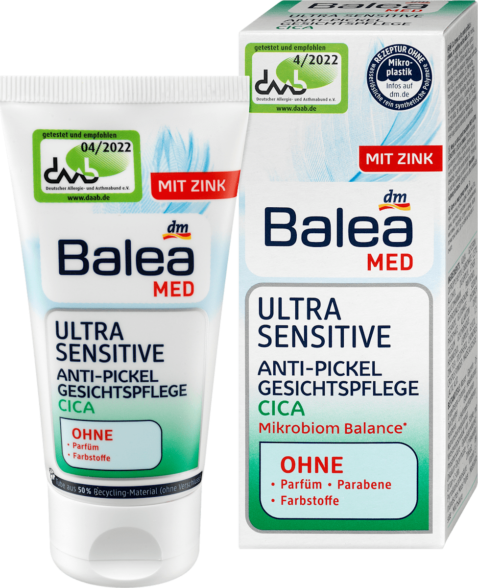 Balea Med Крем за лице против пъпки Ultra Sensitive Cica 50 Ml