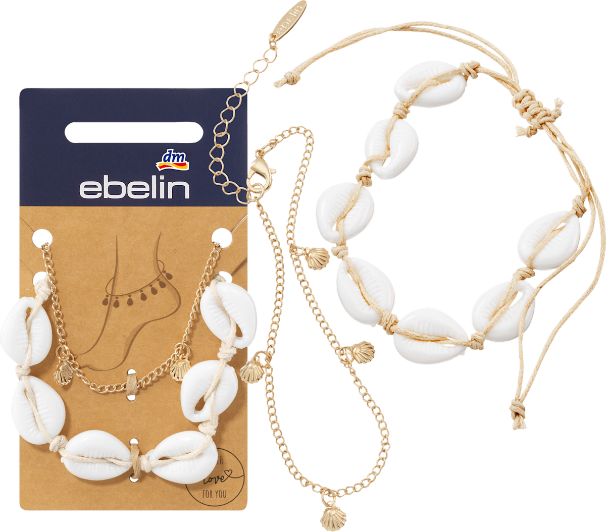 ebelin Fußketten-Set Gold-Optik mit Muscheln, 2 St dauerhaft günstig ...