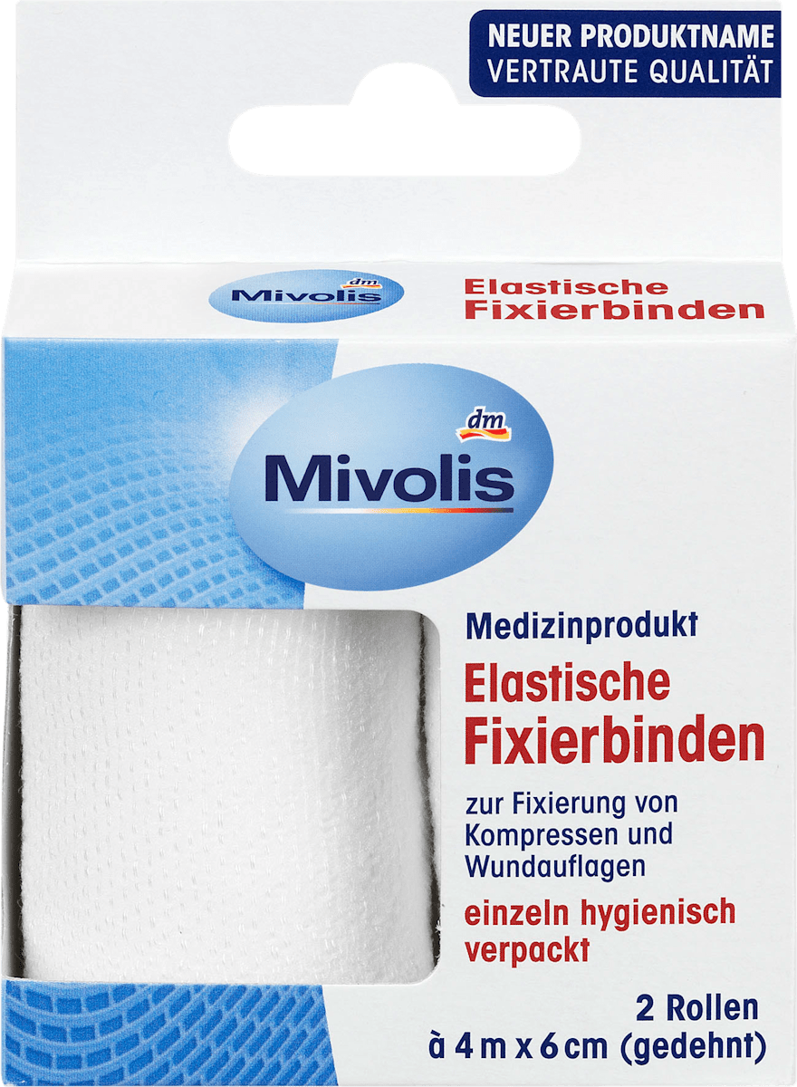 Mivolis Elastische Fixierbinden, 6 cm x 4 m (gedehnt), 2 Rollen, 8 m ...