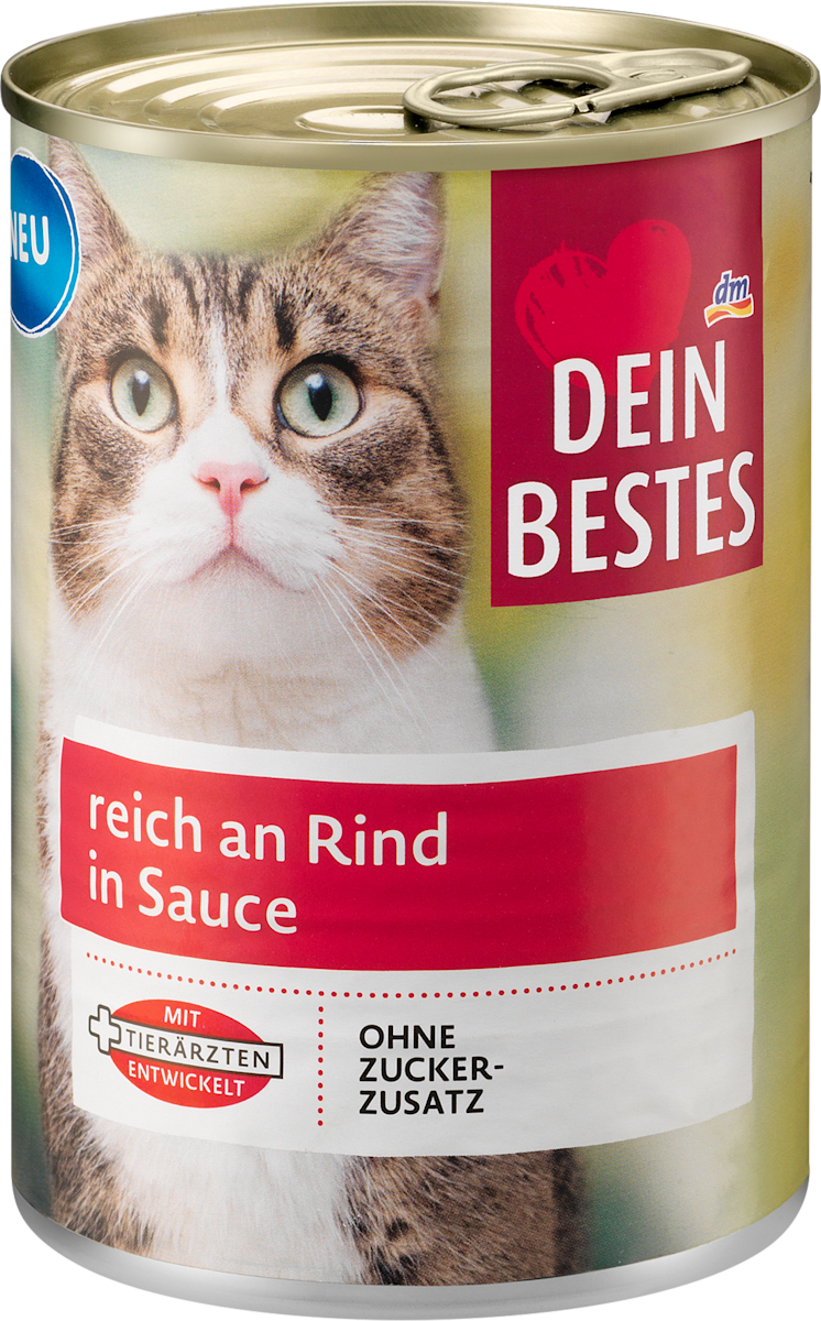 Dein Bestes Nassfutter für Katzen, reich an Rind, 415 g dauerhaft ...