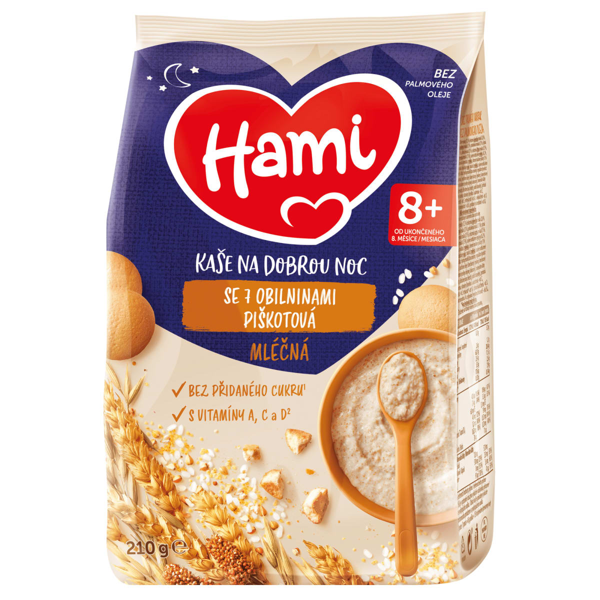 Hami Mliečna kaša so 7 obilninami piškótová na dobrú noc, 210 g ...