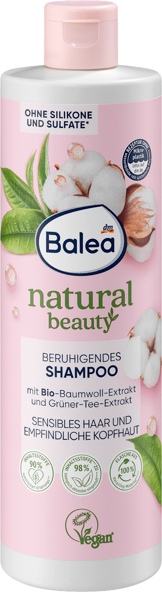 Balea natural beauty umirujući šampon za kosu - ekstrakt organskog pamuka i zelenog čaja, 400 ml ...