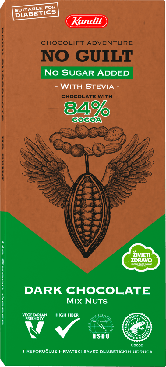 Kandit No Guilt tamna čokolada Mix Nuts, 80 g | dm.hr