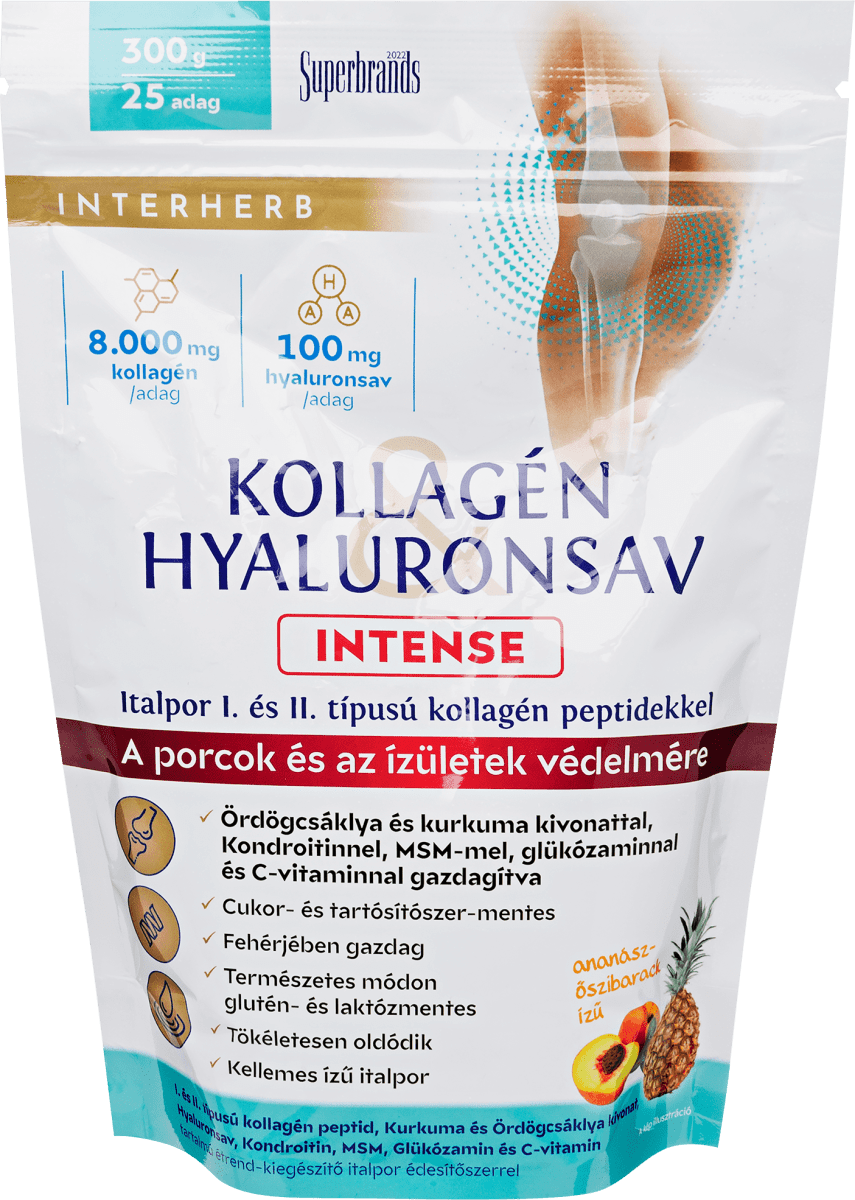 Interherb Kollagén és Hyaluronsav INTENSE italpor, porcok és az ízületek védelmére, 300 g | dm.hu
