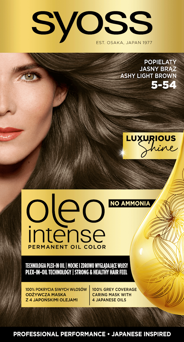 syoss Oleo Intense Vopsea de păr permanentă 5-54 Șaten deschis cenușiu, 1 buc cumpără permanent ...