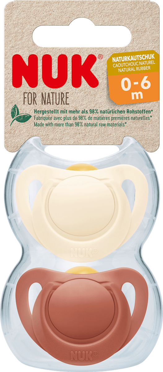Nuk Schnuller for Nature Latex, rot/beige, Gr.1, 0-6 Monate, 2 St dauerhaft günstig online ...