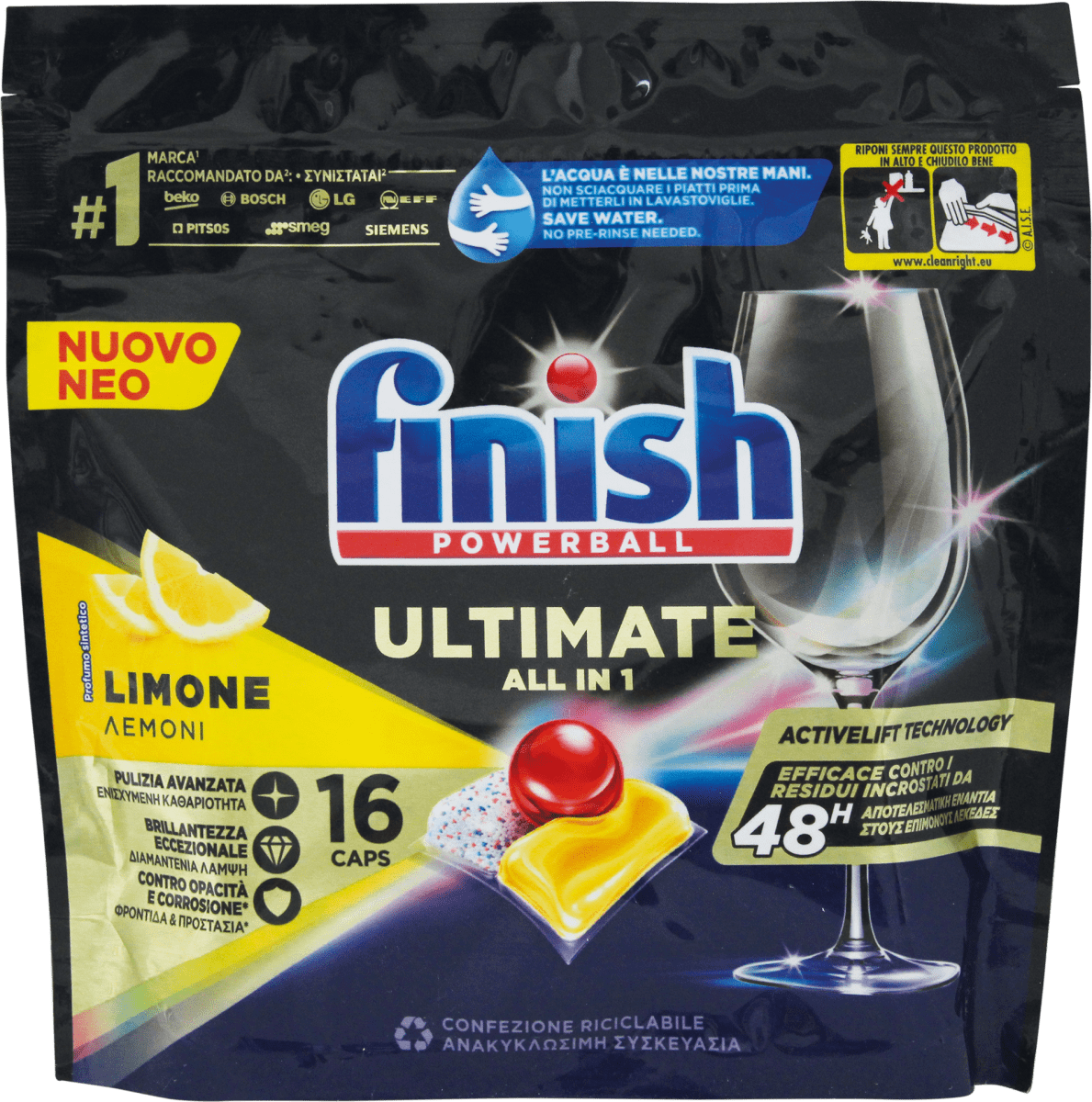 Finish Tabs per lavastoviglie Ultimate All in 1 Lemon, 16 pz Acquista ...