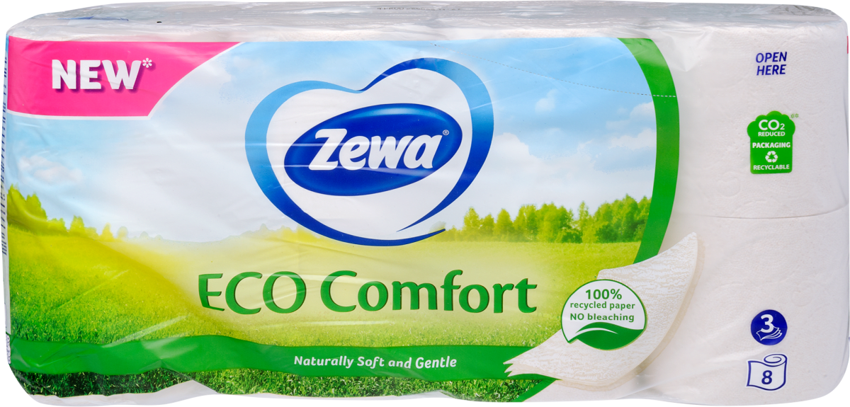 ZEWA Eco Comfort Toalettpapír 8 tekercs 3 rétegű, 8 db | dm.hu