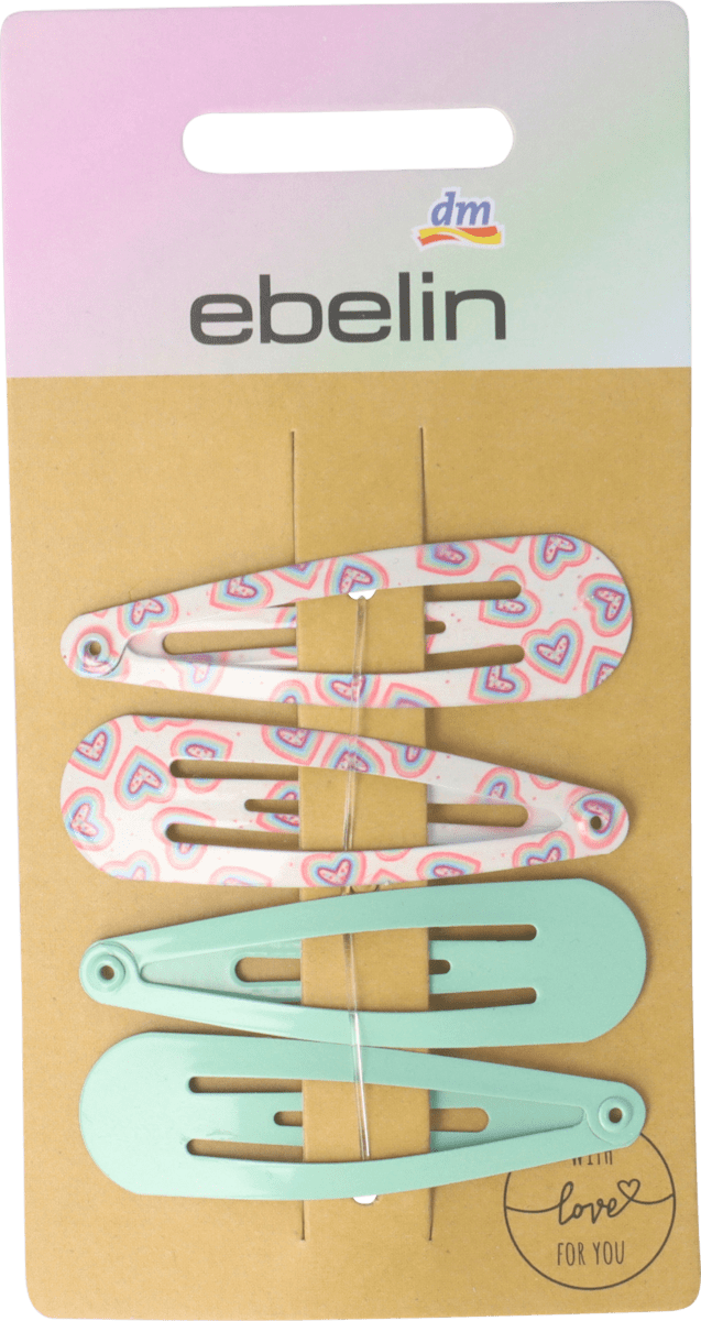 ebelin Haarspangen in türkis und rosa mit Herz-Muster, 4 St | dm.at
