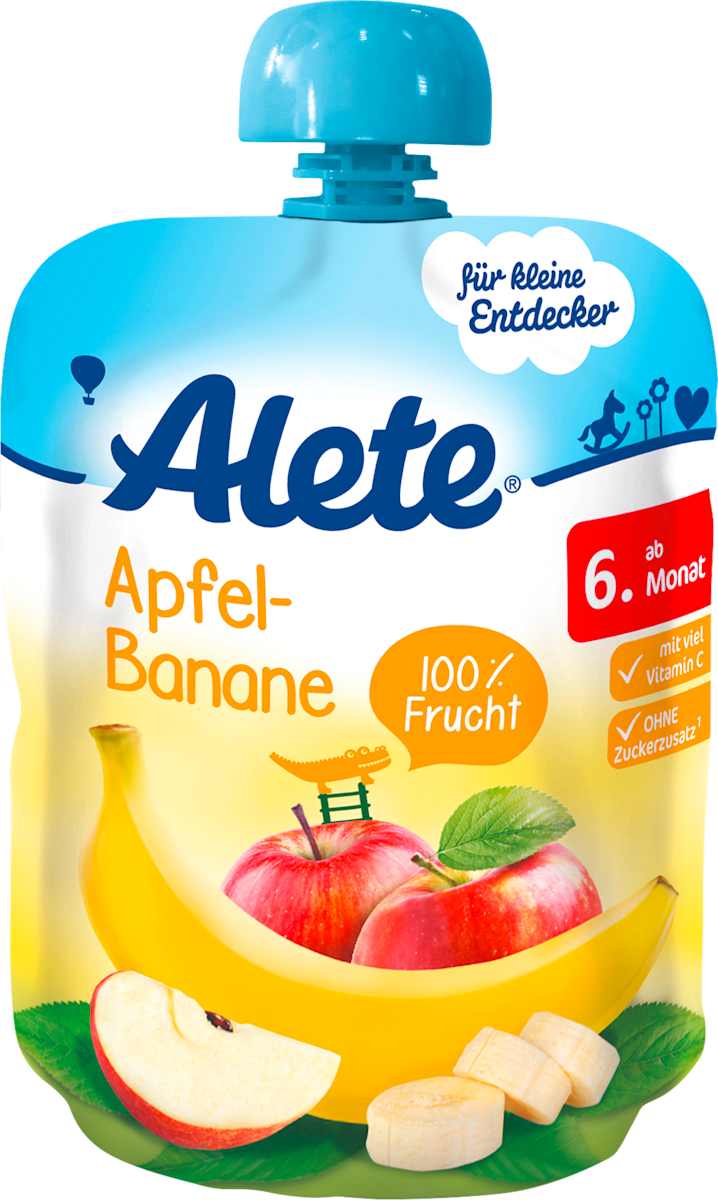 Alete bewusst Apfel-Banane im Quetschbeutel ab 6. Monat, 90 g dauerhaft günstig online kaufen ...
