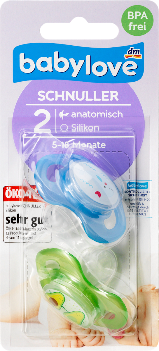 babylove Schnuller aus Silikon, anatomisch, Größe 2, 6-18 Monate, Wal ...