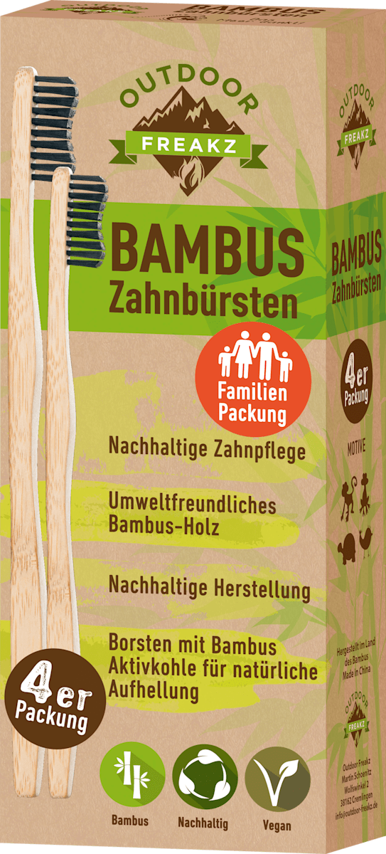 Outdoor Freakz Zahnbürste Bambus Familien Packung mittel (4er Packung ...