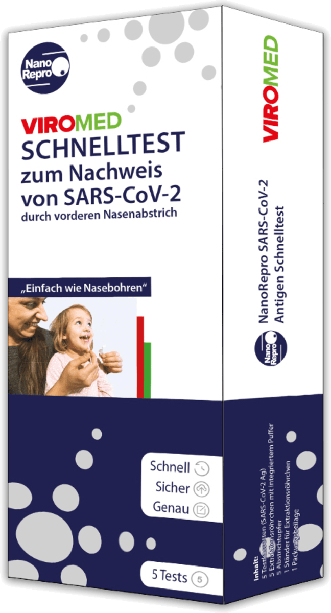 NanoRepro Corona Selbsttest VIROMED Schnelltest zum Nachweis von SARS ...