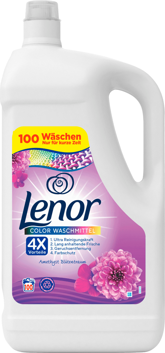 Lenor Waschmittel Flüssig Amethyst Blütentraum, 100 Wl dauerhaft günstig online kaufen | dm.de
