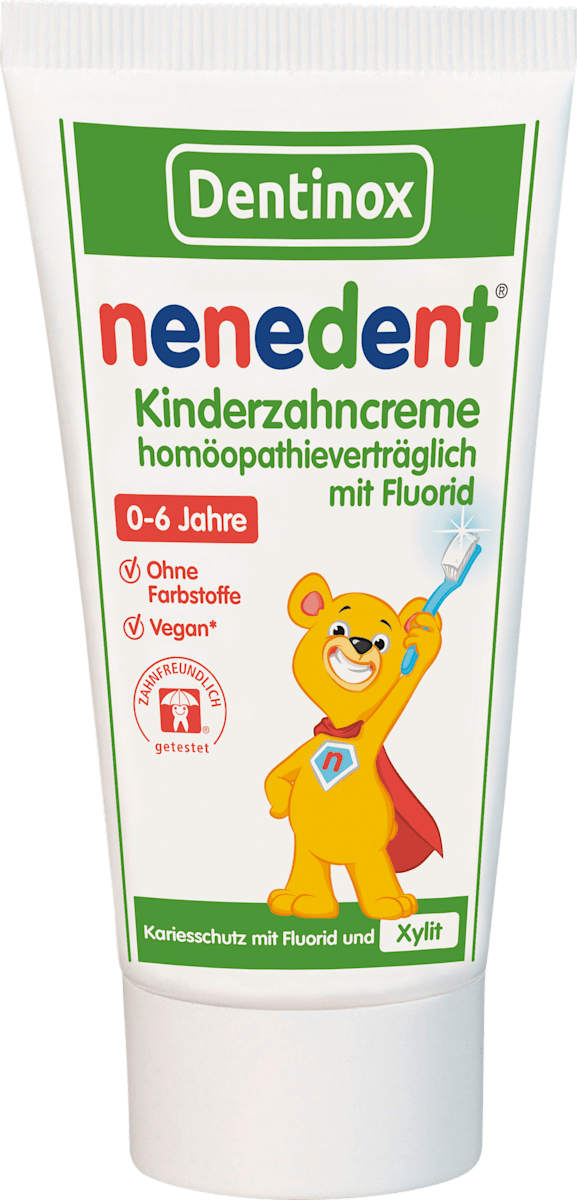 nenedent Zahnpasta Kinder mit Fluorid homöopathieverträglich, 0-6 Jahre ...