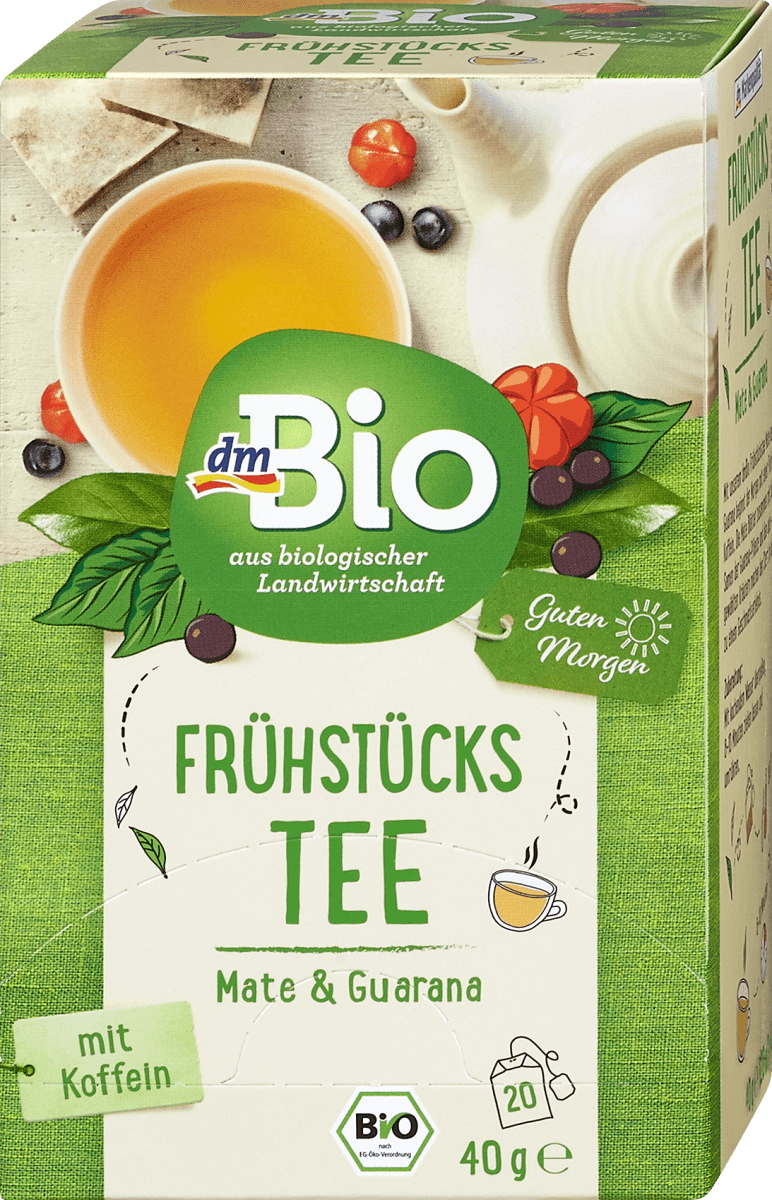 dmBio Frühstückstee Mate & Guarana Kräutertee, 40 g | dm.at
