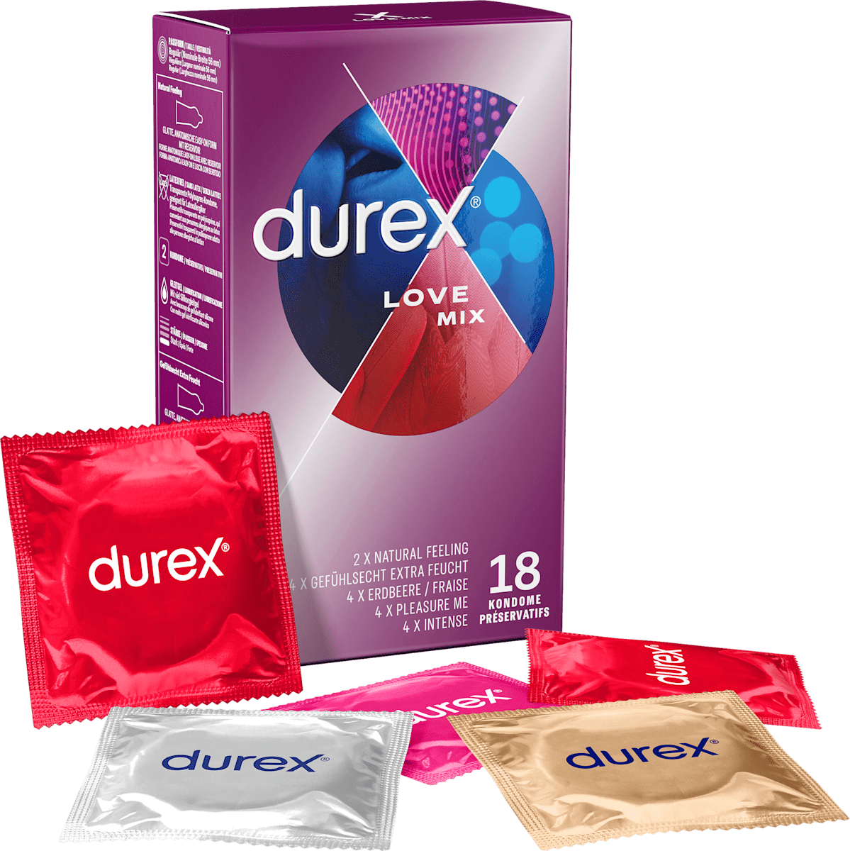 Durex Kondome Love Mix, Breite 56mm, 18 St dauerhaft günstig online kaufen | dm.de