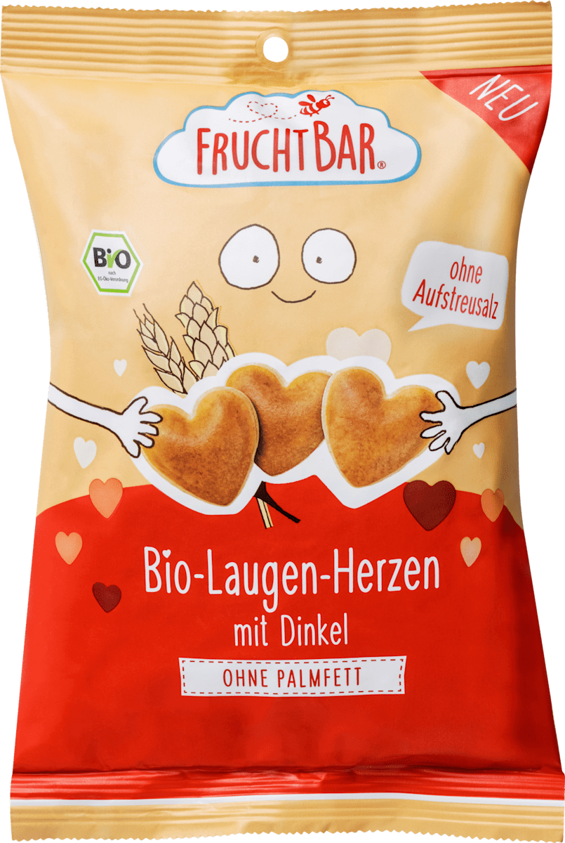 FruchtBar Knabbergebäck Bio Laugen-Herzen mit Dinkel, 90 g | dm.at