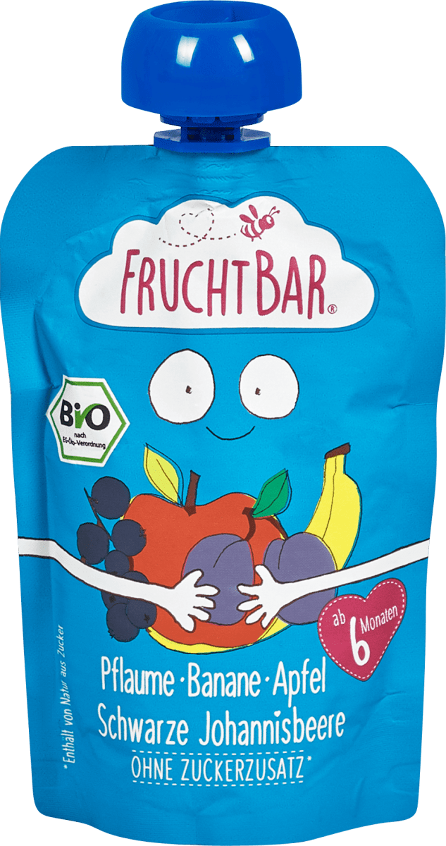 FruchtBar Bio-Quetschie Fruchtpüree Pflaume, Banane, Apfel, Schwarze ...