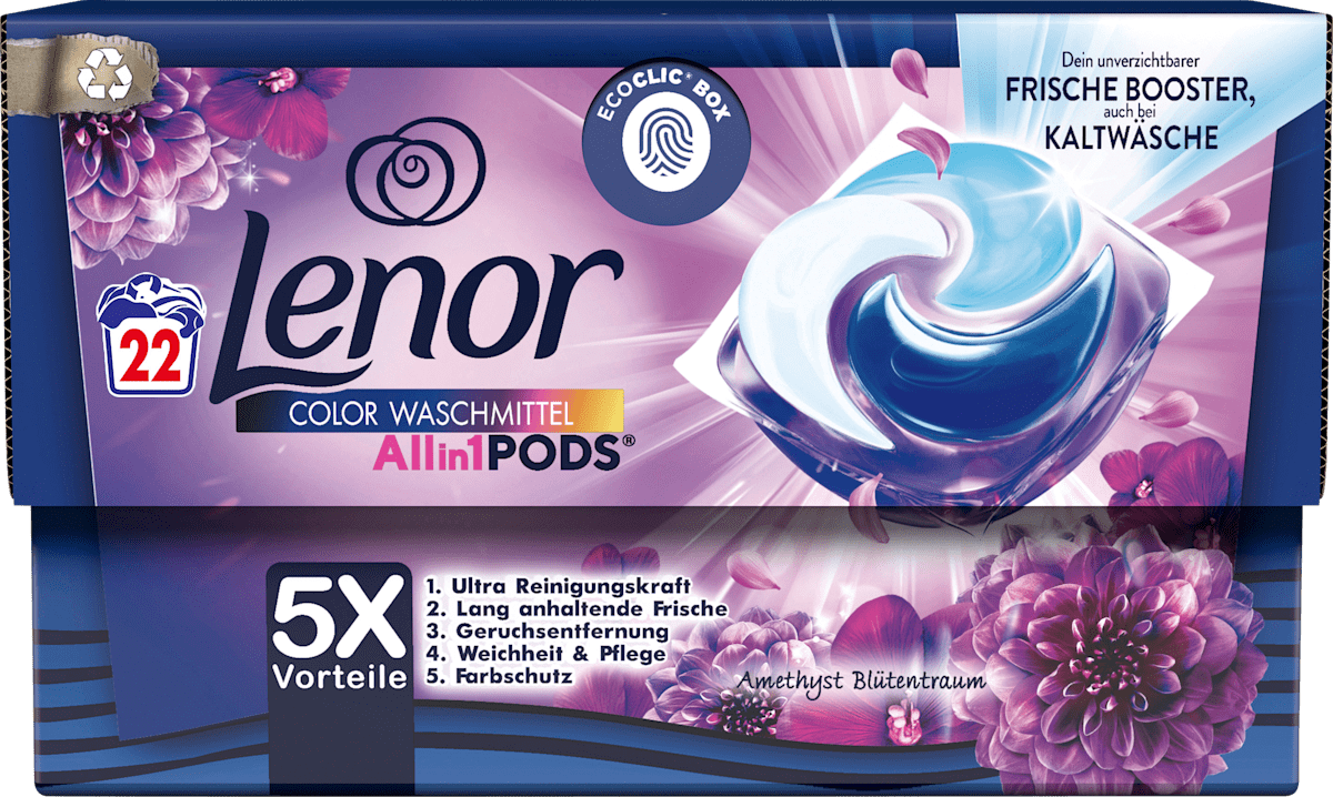 Lenor All in 1 Pods Color Waschmittel Amethyst Blütentraum, 22 Wl | dm.at