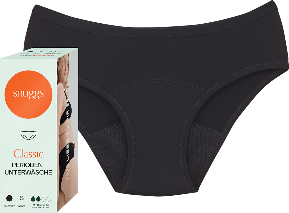snuggs Classic Periodenunterwäsche mittelstark schwarz Gr. S, 1 St dm ...