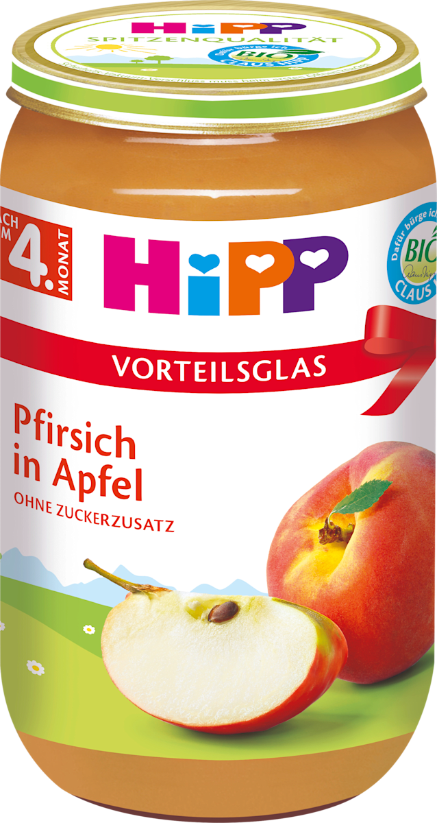 Hipp Früchte Pfirsich in Apfel nach dem 4. Monat, 250 g dauerhaft günstig online kaufen | dm.de