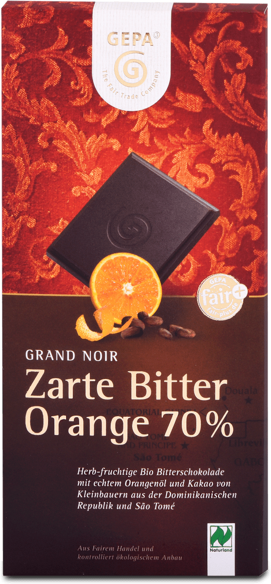 Gepa hořká čokoláda s pomerančem 70% kakao, 100 g | dm.cz