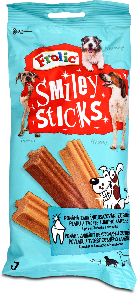 Frolic pochoutka pro psy Smiley Sticks, 7 ks | dm.cz