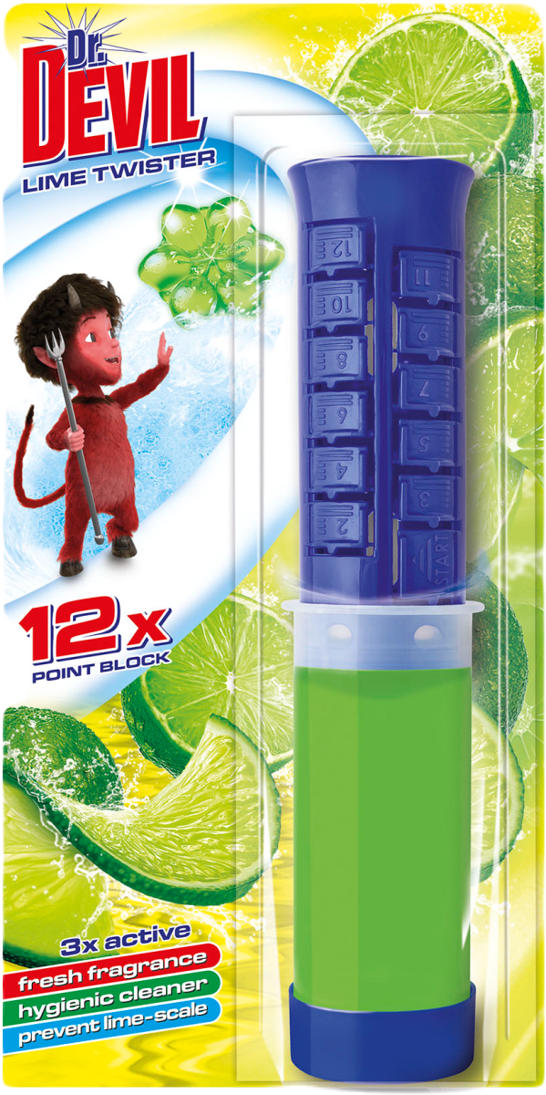 Dr.DEVIL WC bodový blok 3 v 1 Lime, 75 ml | dm.cz